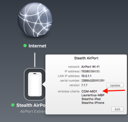 Welches Gerät hat der Name Com-Mid1 in der Liste der drahtlosen ...