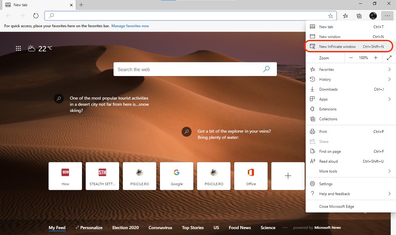 我们如何将Microsoft Edge设置为在Inprivate模式下自动打开 - 不保留历史记录和其他导航数据 - 隐身设置