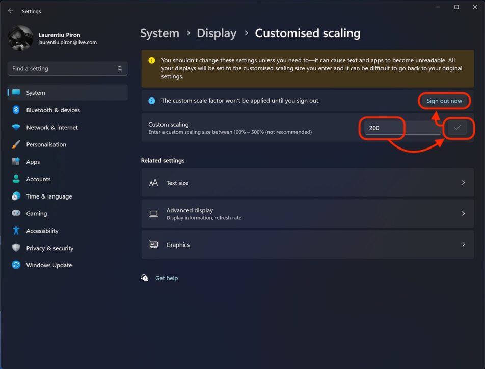 Cum marim scrisul si toate elementele UI in Windows 11 - How to